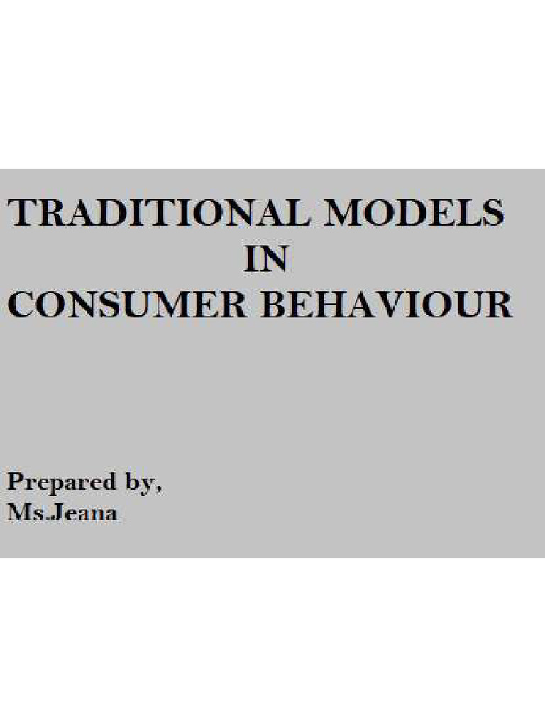 Traditional Models in Consumer Behaviour | PDF