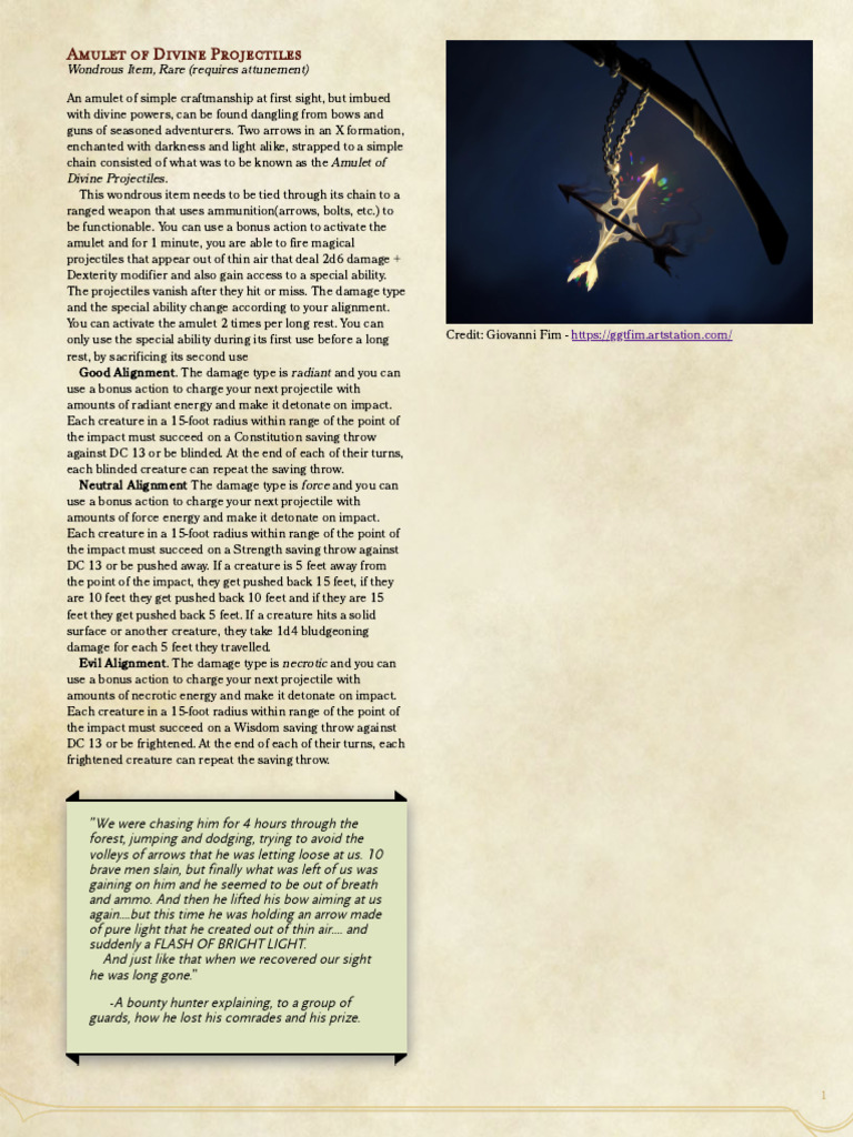 Amulet of Divine Projectiles Guide | PDF | Projectile Weapons | Projectiles