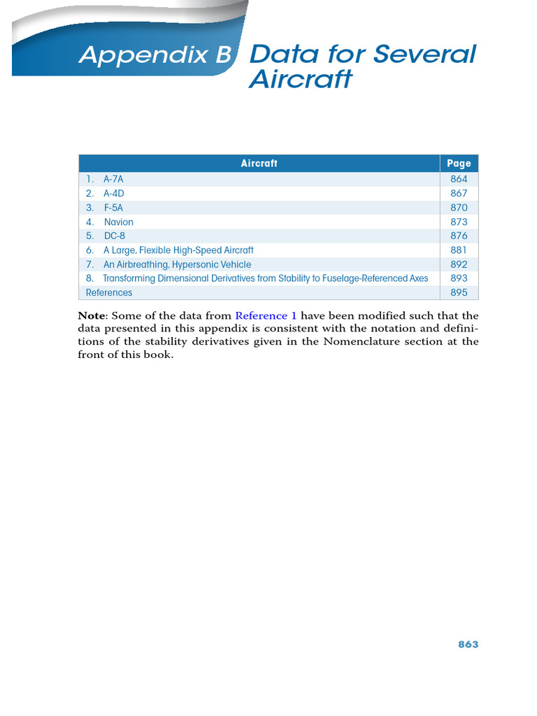 Modern Flight Dynamics ---- (Appendix B Data for Several Aircraft) | PDF | Aircraft | Aeronautics