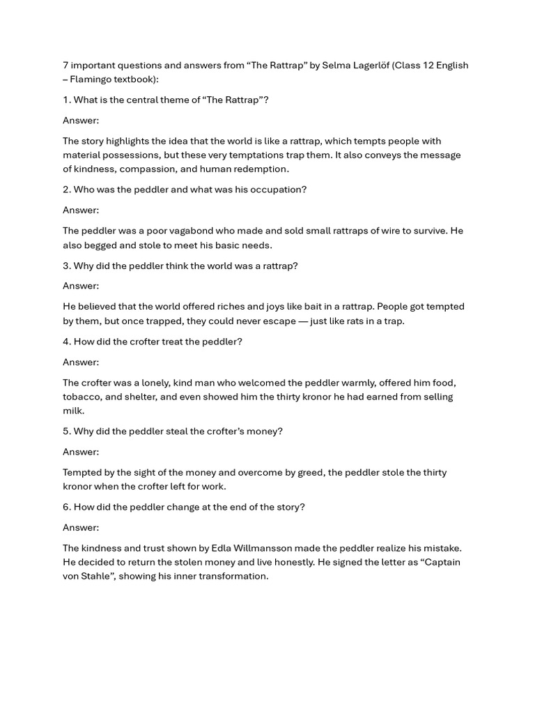 Key Insights on "The Rattrap" | PDF