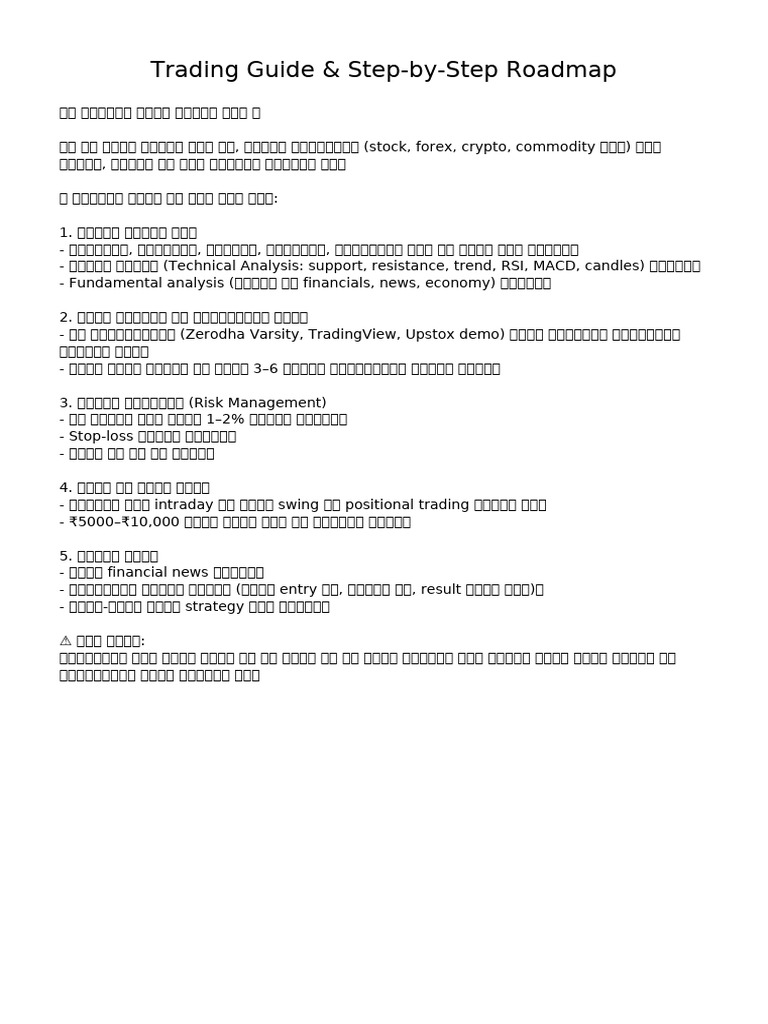 Trading Roadmap Full (1) | PDF