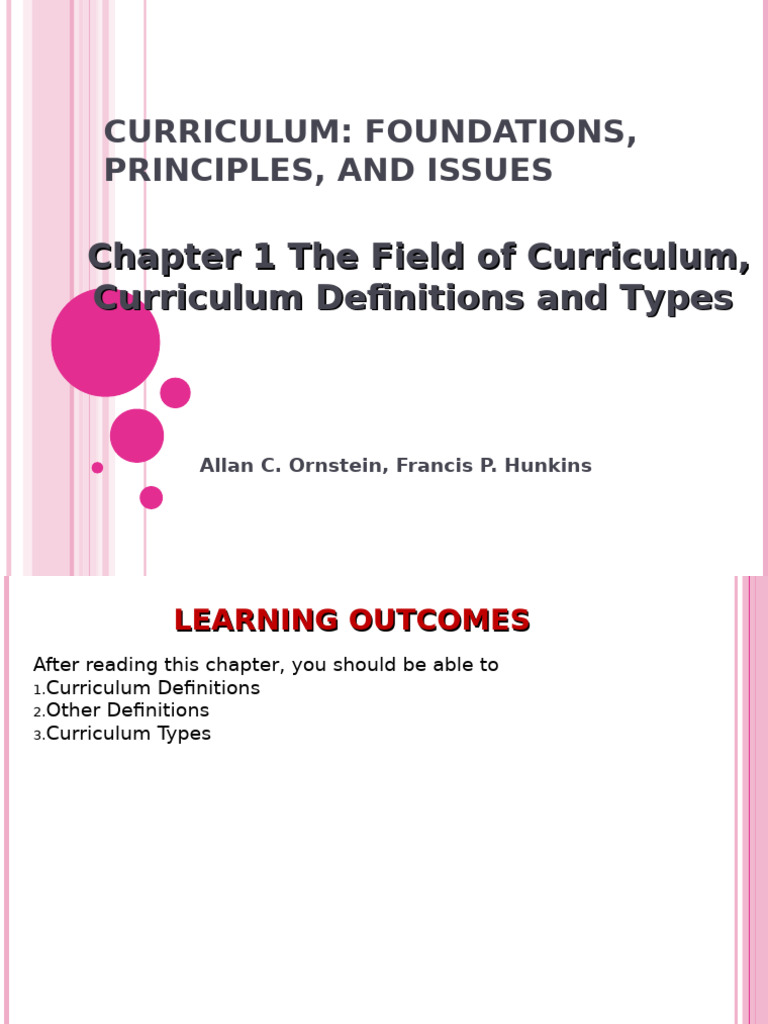 CH 01 The Field of Curriculum, Curriculum Definitions and Types | PDF ...