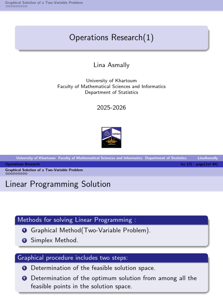 Or Lec3 Graphical Solution Presentation 2025 | PDF | Linear Programming ...