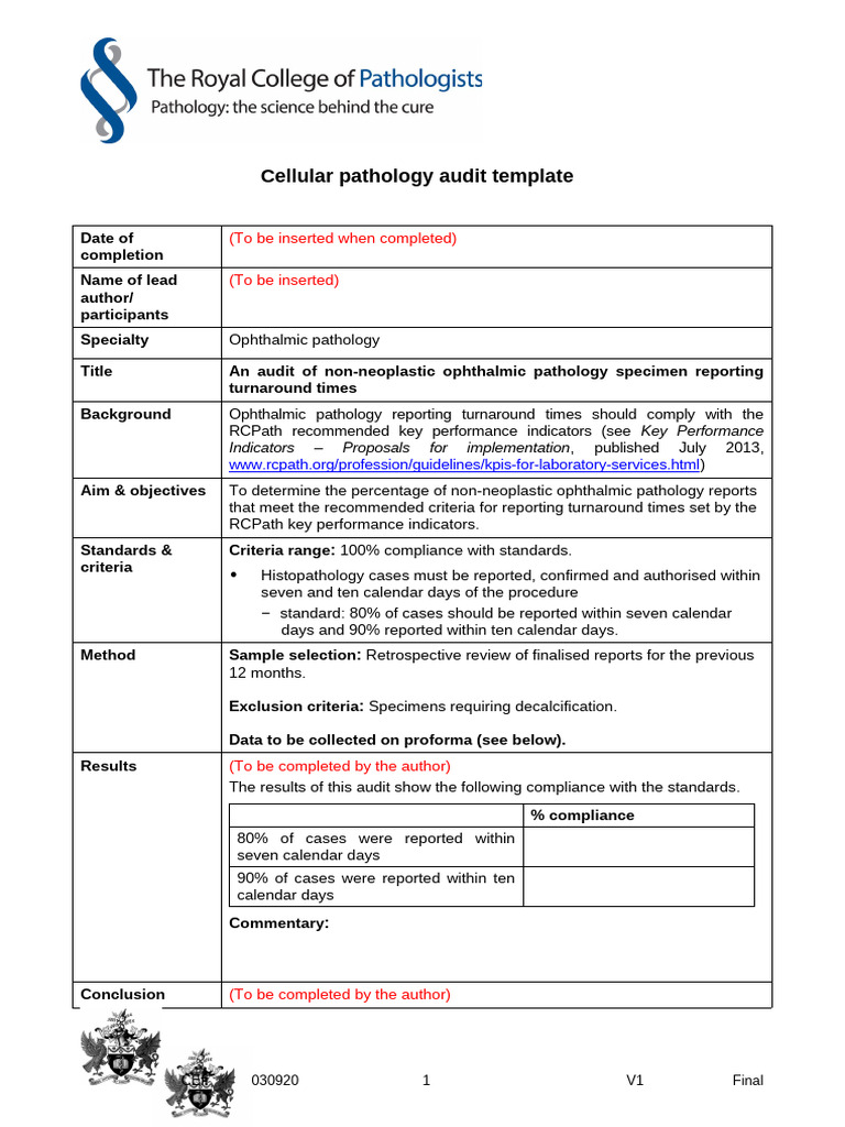An Audit of Non Neoplastic Ophthalmic Pathology Specimen Reporting ...