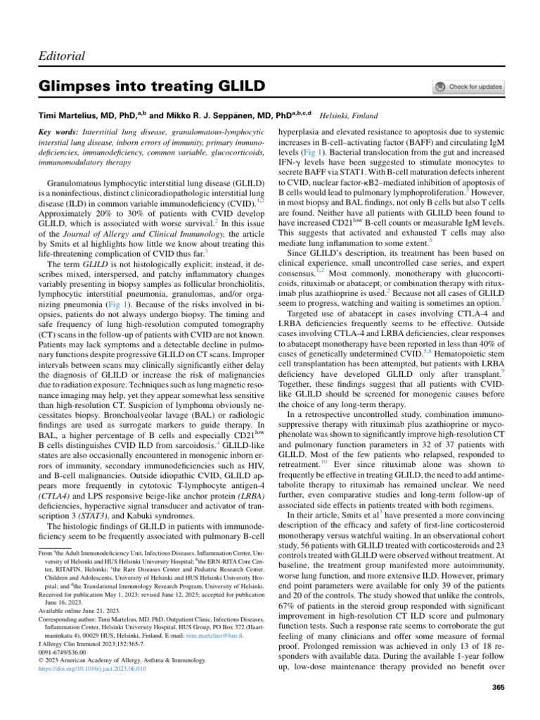 Vislumbres Do Tratamento de GLILD | PDF | Ct Scan | Medical Specialties