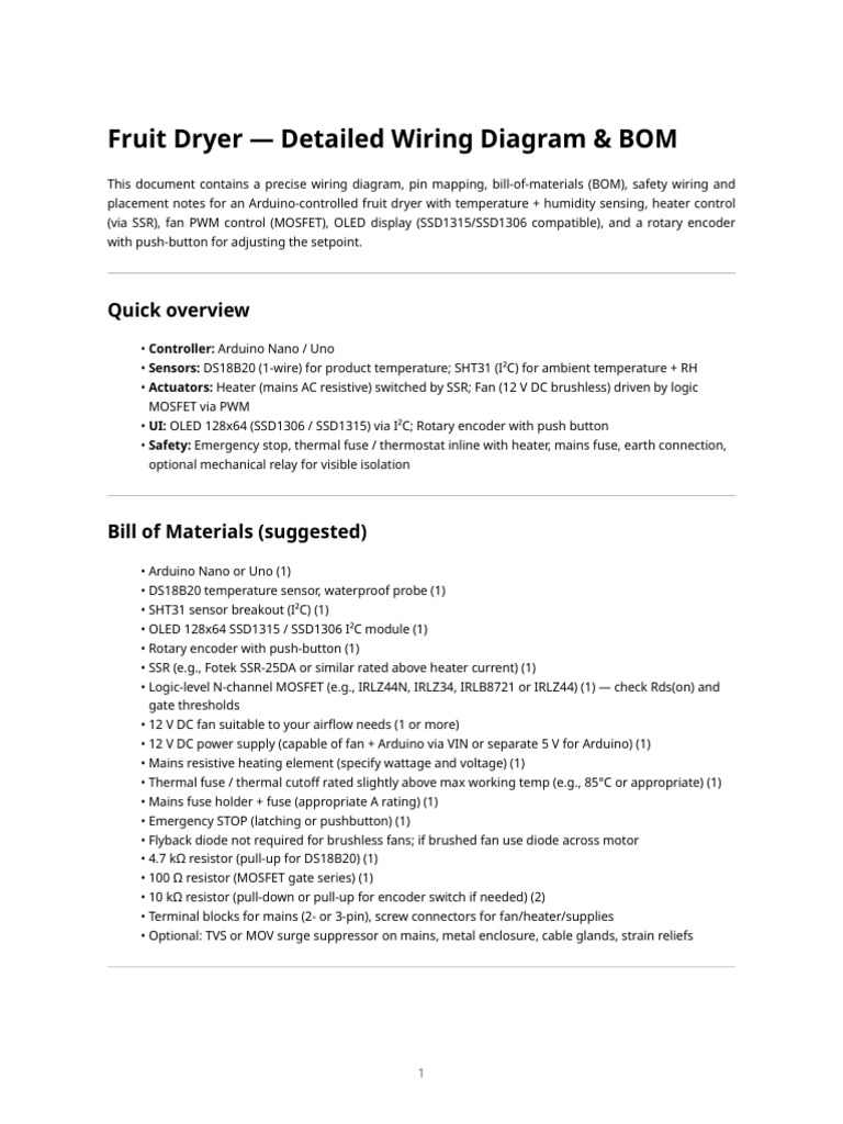 Fruit Dryer - Detailed Wiring Diagram & Bom | PDF | Electrical Wiring ...