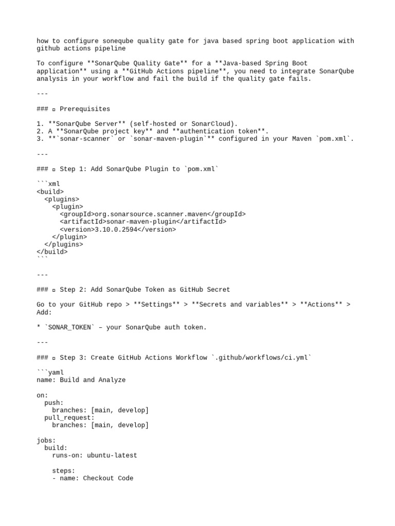 How To Configure Soneqube Quality Gate For Java Based Spring Boot ...
