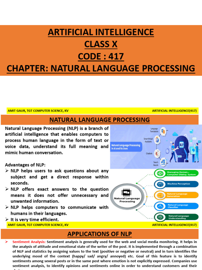 NLP Class X Ai 417 (Amit Gaur) | PDF | Semantics | Artificial Intelligence