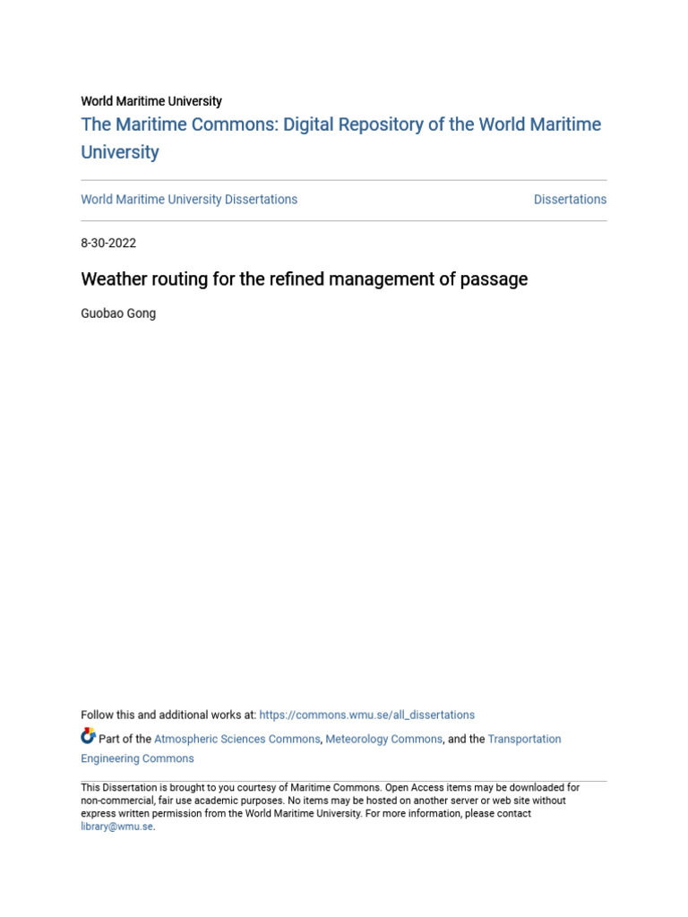 Optimizing Marine Weather Routing | PDF | Ships | Weather Forecasting