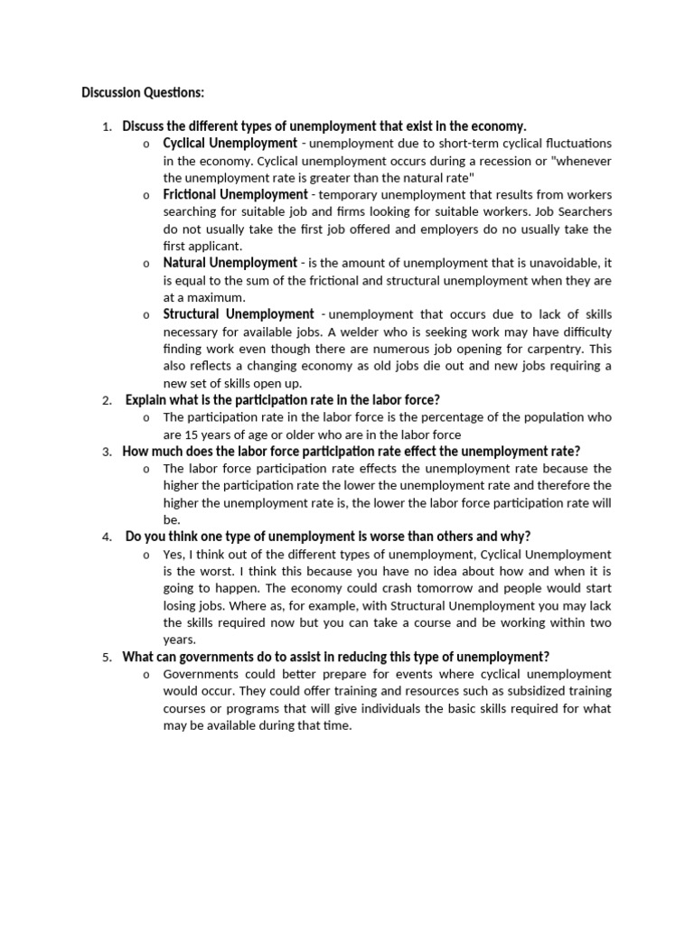 different types of unemployment | PDF | Unemployment | Gross Domestic ...