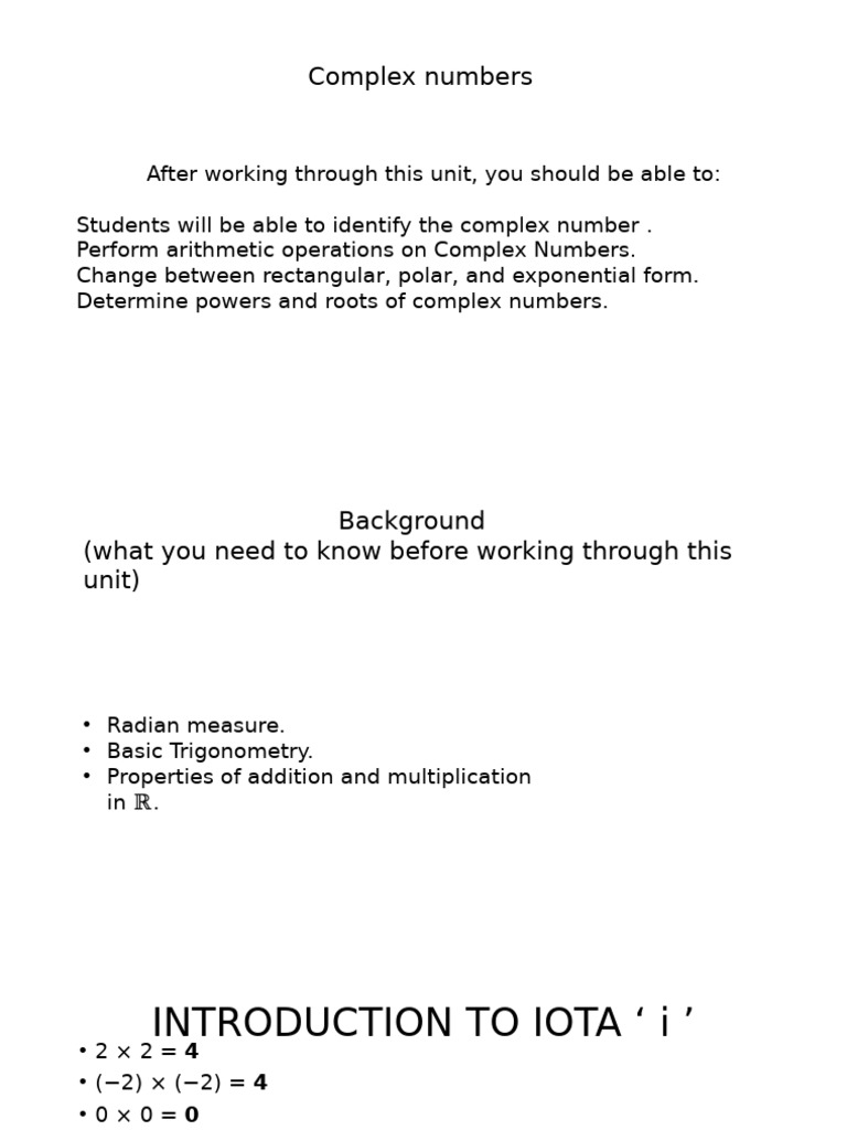 Lesson 1 Complex Numbers | PDF | Complex Number | Multiplication