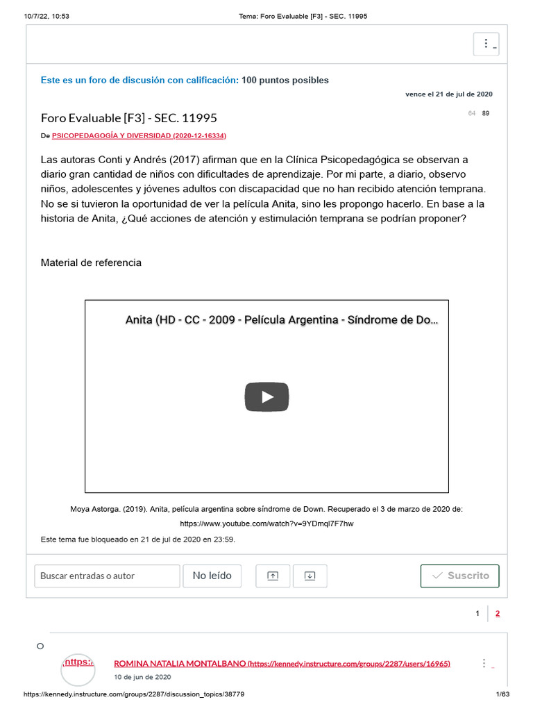Tema - Foro Evaluable (F3) - Psicopedagogia y Divers | PDF | Psicología Educacional | Aprendizaje