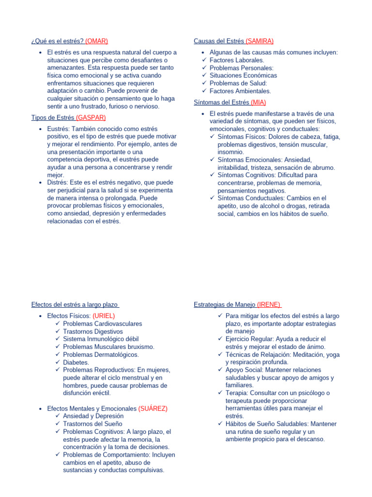Estrés: Tipos, Causas y Manejo Efectivo | PDF | Estrés (biología ...