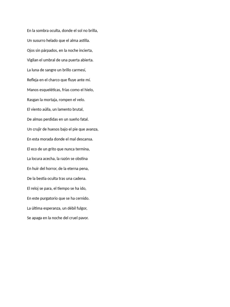 Poema de terror y desesperación | PDF
