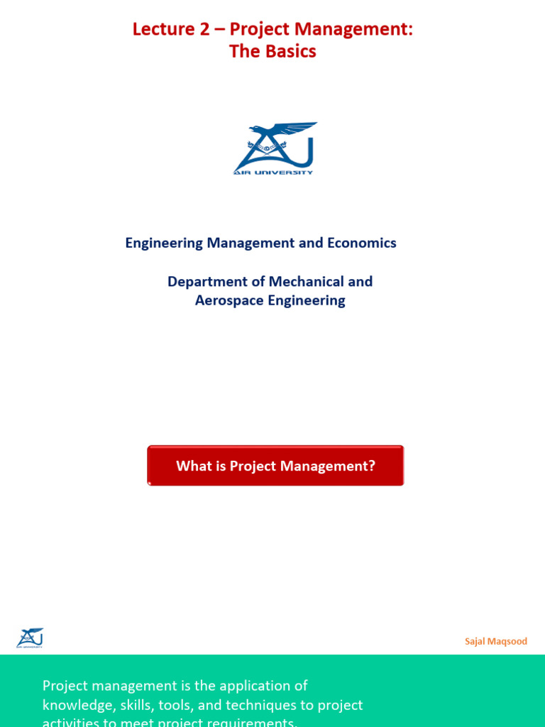 Lecture 2 - Handouts - Project Management - The Basics | PDF | Project ...
