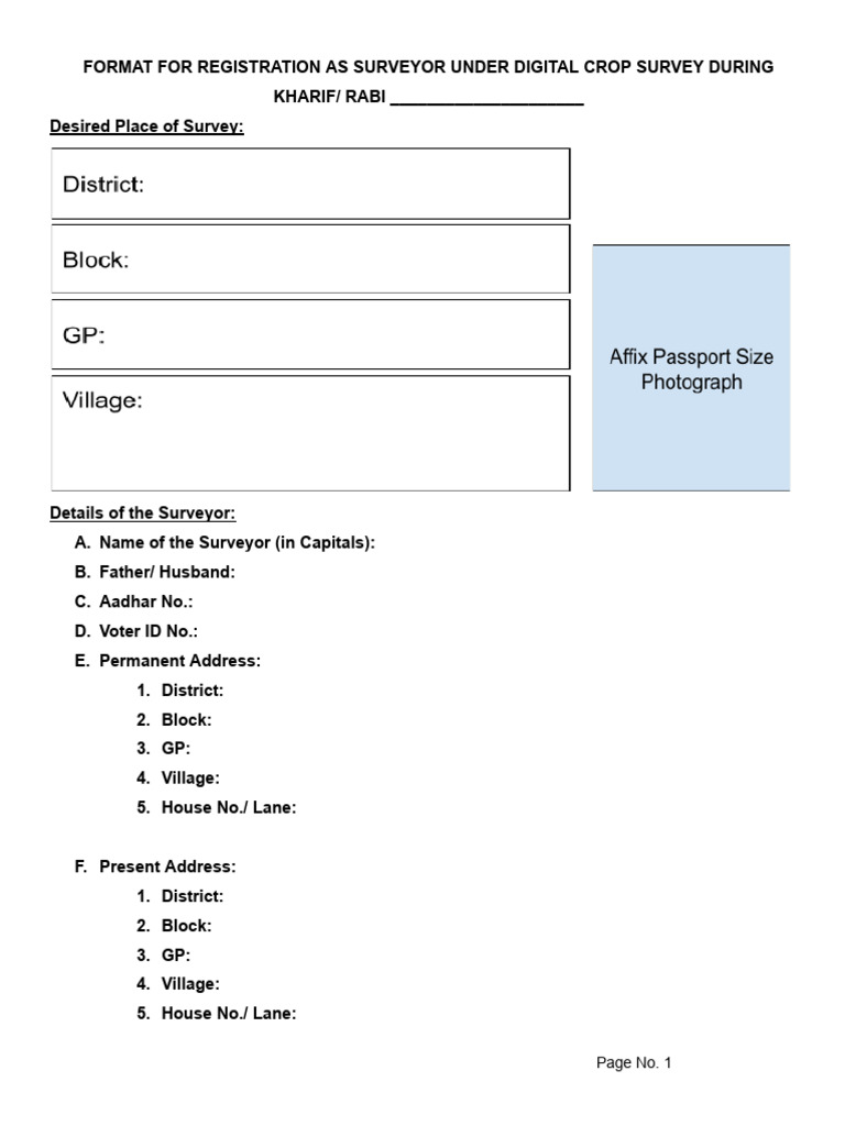 Surveyor Registration Format | PDF