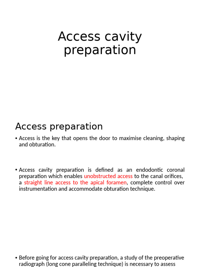 Access Cavity Prep | PDF | Medical Specialties | Mouth