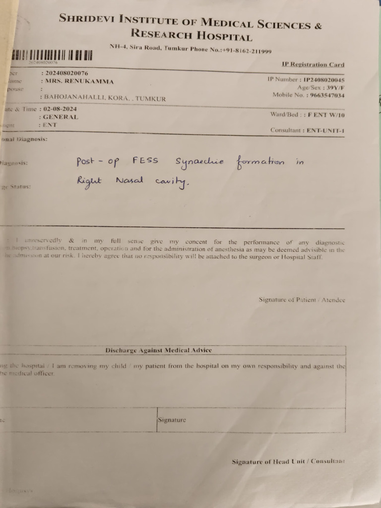 Post Op Fess Synechiae Complication After Surgery of Polyp | PDF ...