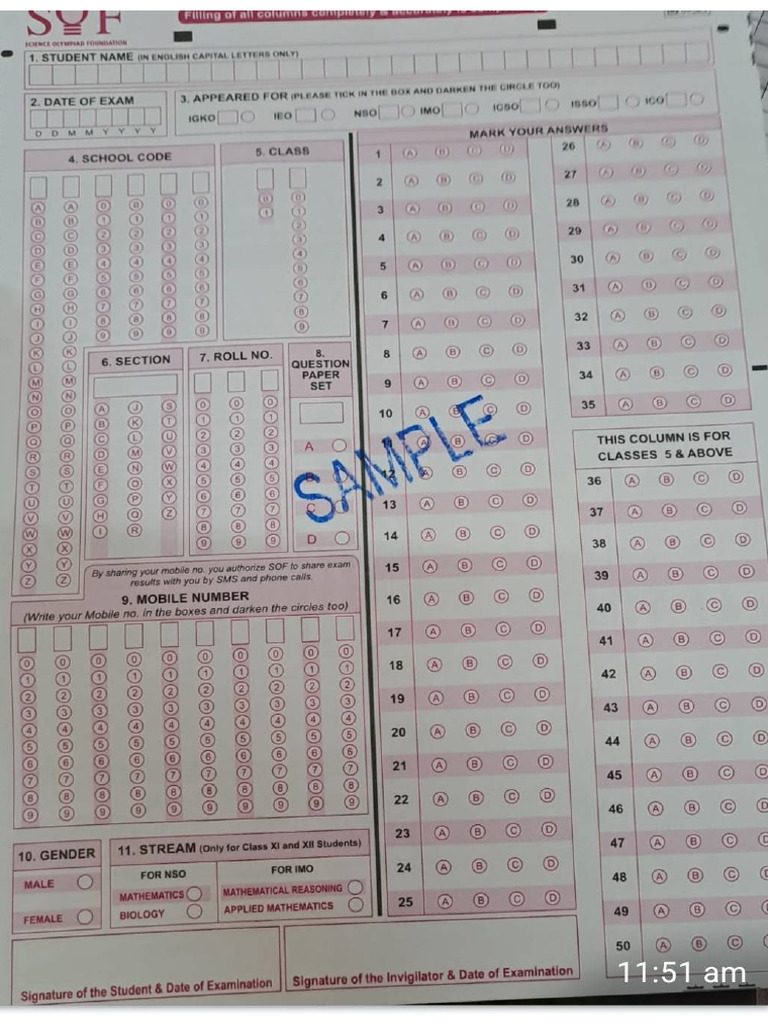 OMR Sheet Sample | PDF