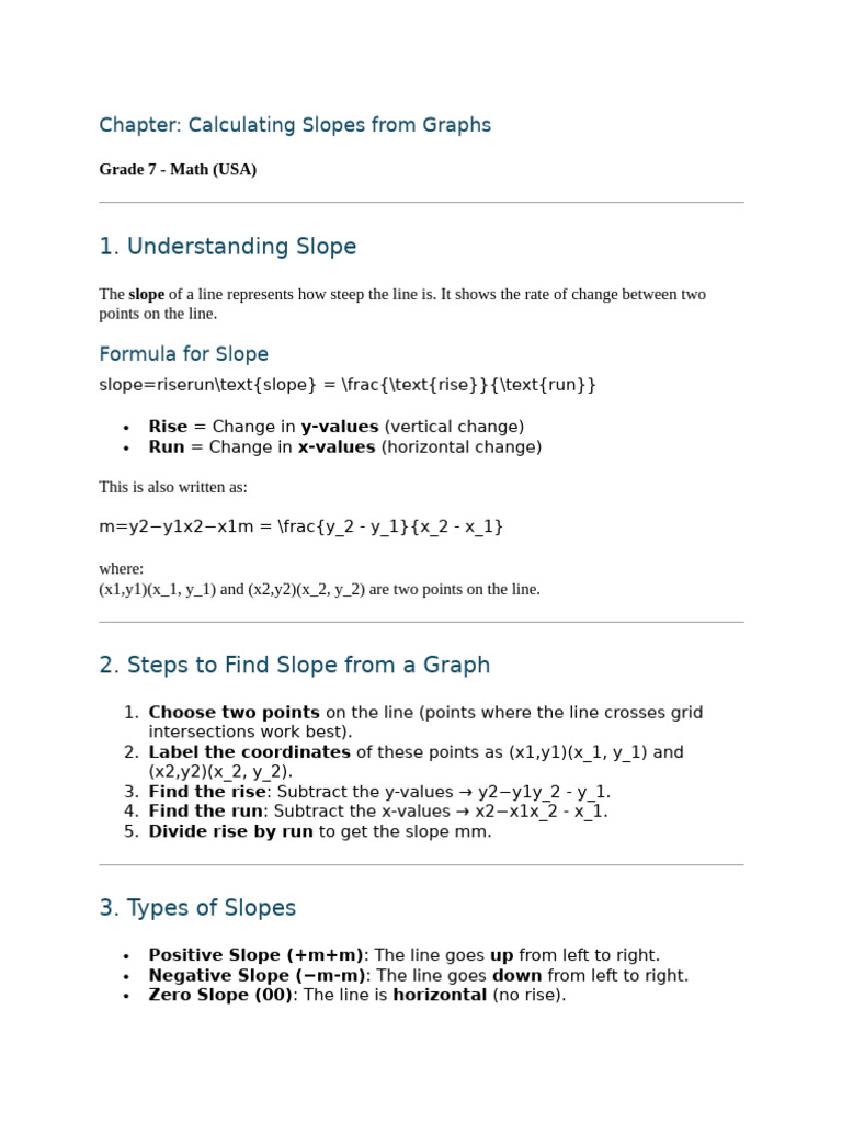 Understanding Graph Slopes and Formulas | PDF