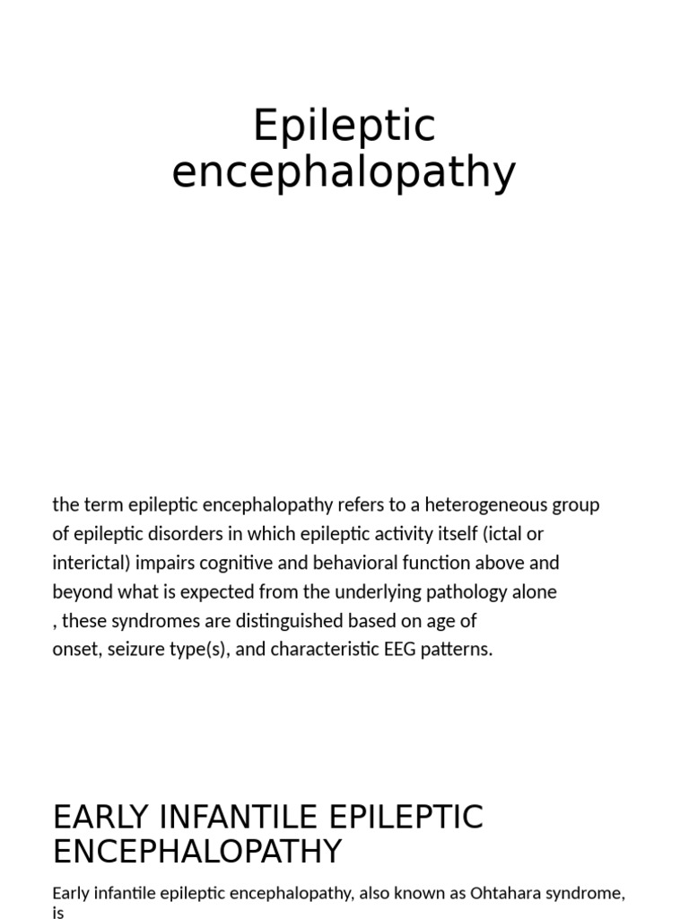 Epileptic Encephalopathy | PDF | Epilepsy | Episodic And Paroxysmal ...