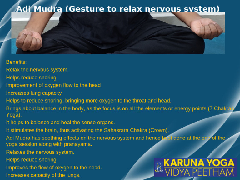 Adi Mudra (Gesture To Relax Nervous System) PPT | PDF