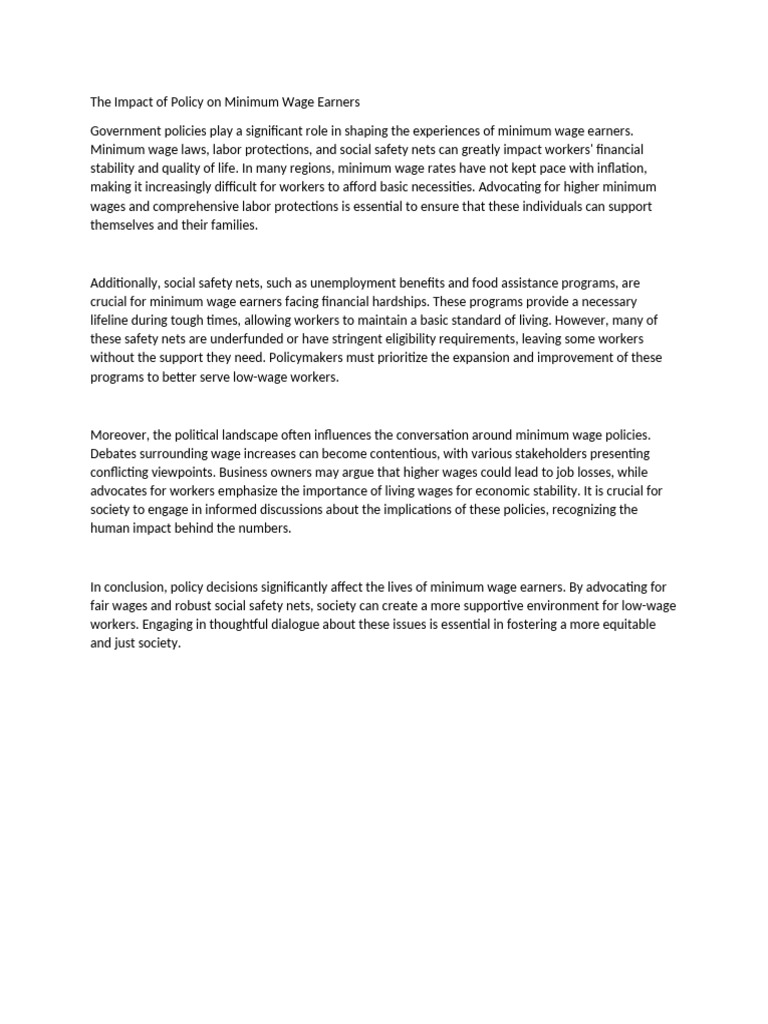 Minimum Wage Policy Impact Explained | PDF