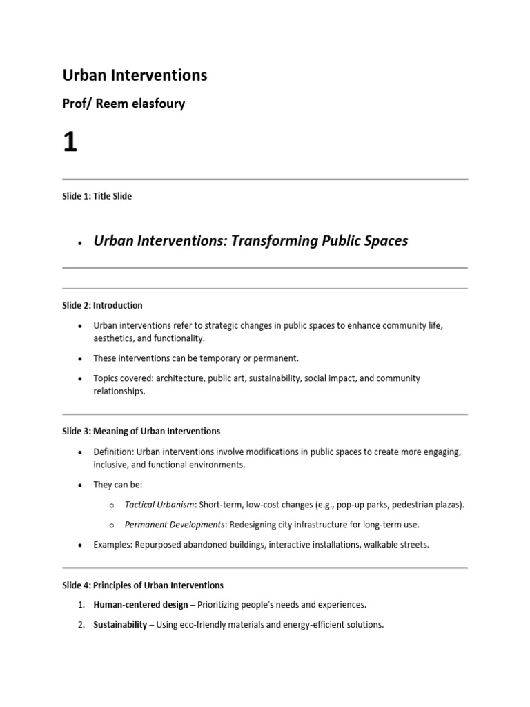Urban Interventions for Community Enhancement | PDF | Urban Design ...