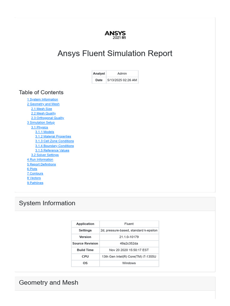 Ansys Fluent Simulation Overview | PDF | Turbulence | Viscosity
