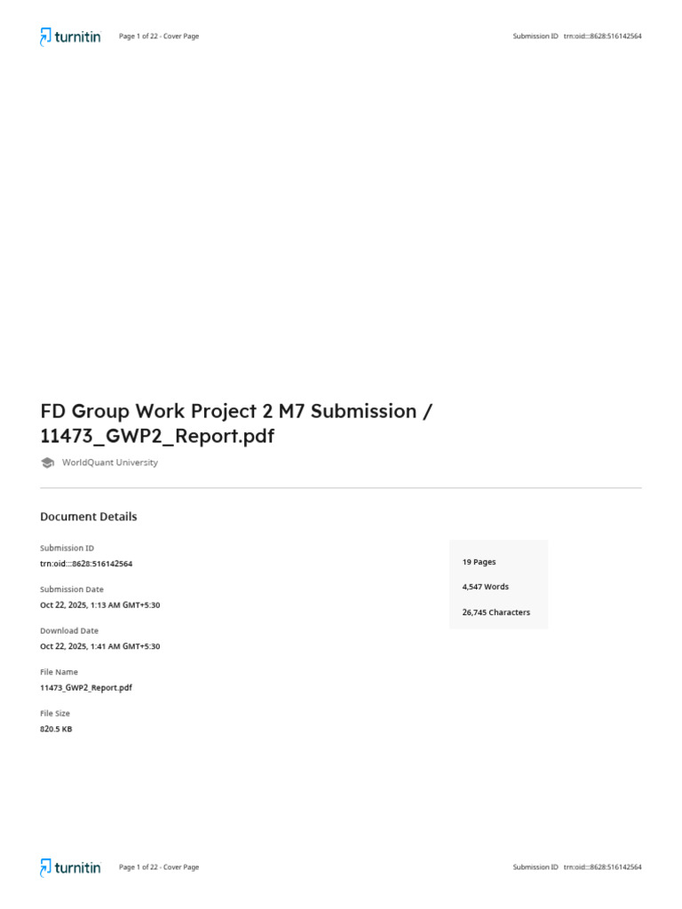 FD Group Work Project 2 M7 Submission - 11473 - GWP2 - Report | PDF ...