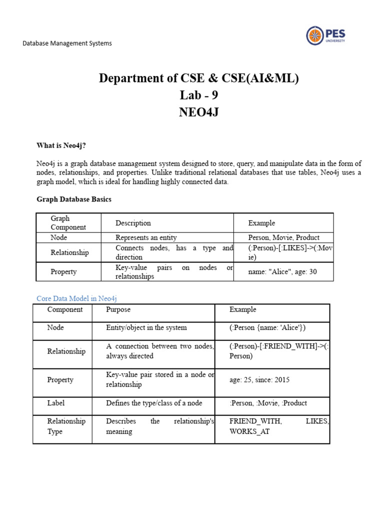 Lab 10 Neo4j Student | PDF | Graph Theory | Computer Programming