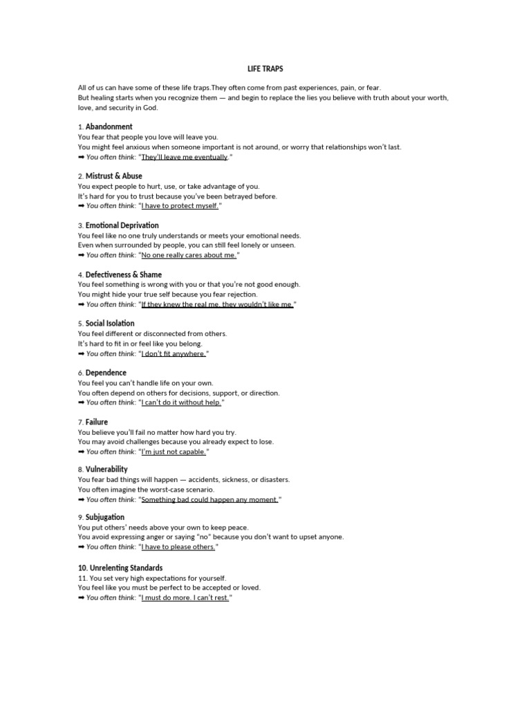 Understanding Life Traps | PDF | Fear | Shame