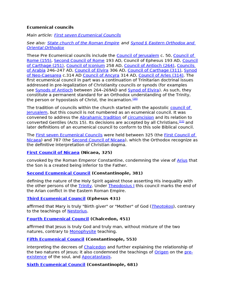 Ecumenical Councils | PDF | Eastern Orthodox Church | Arianism