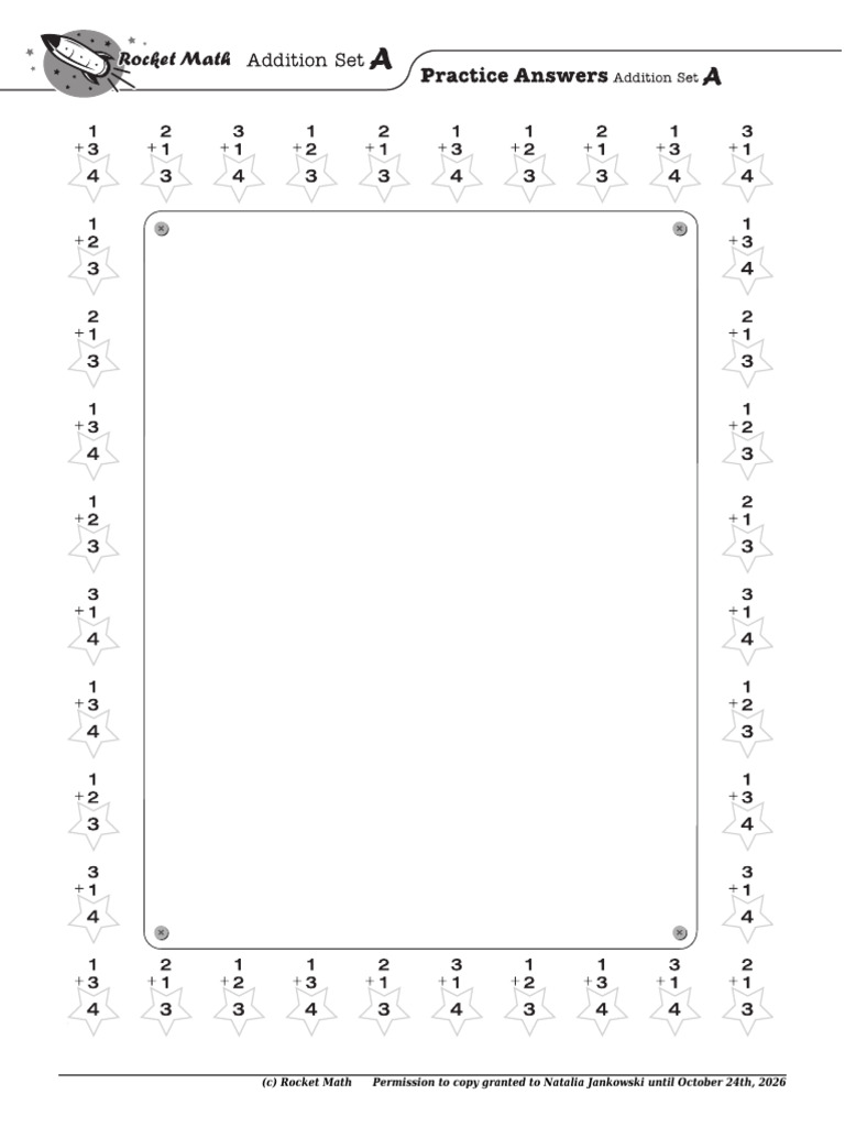 Addition Practice Answers A-Z Booklet | PDF