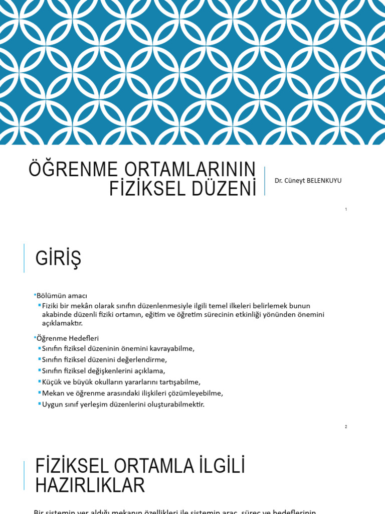 Öğrenme Ortamlarının Fiziksel Düzeni | PDF