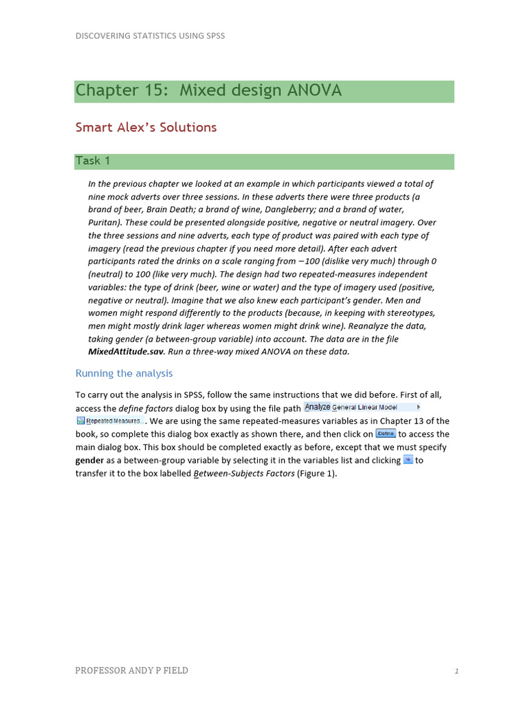 Chapter On Mixed Design Anova | PDF | Statistics | Variance