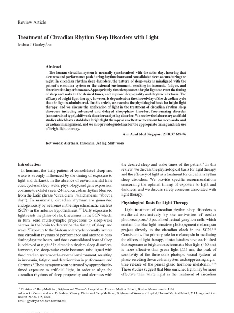 Light Therapy for Sleep Disorders | PDF | Circadian Rhythm | Shift Work
