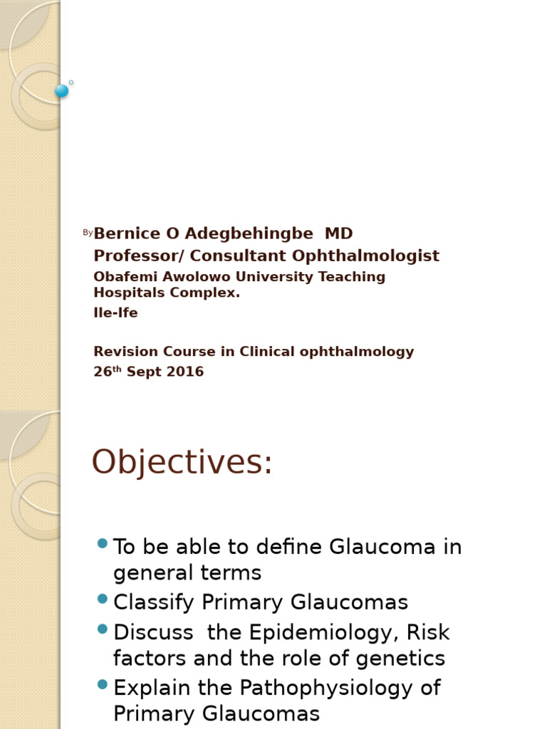 Primary Glaucomas: Classification & Epidemiology | PDF | Glaucoma ...
