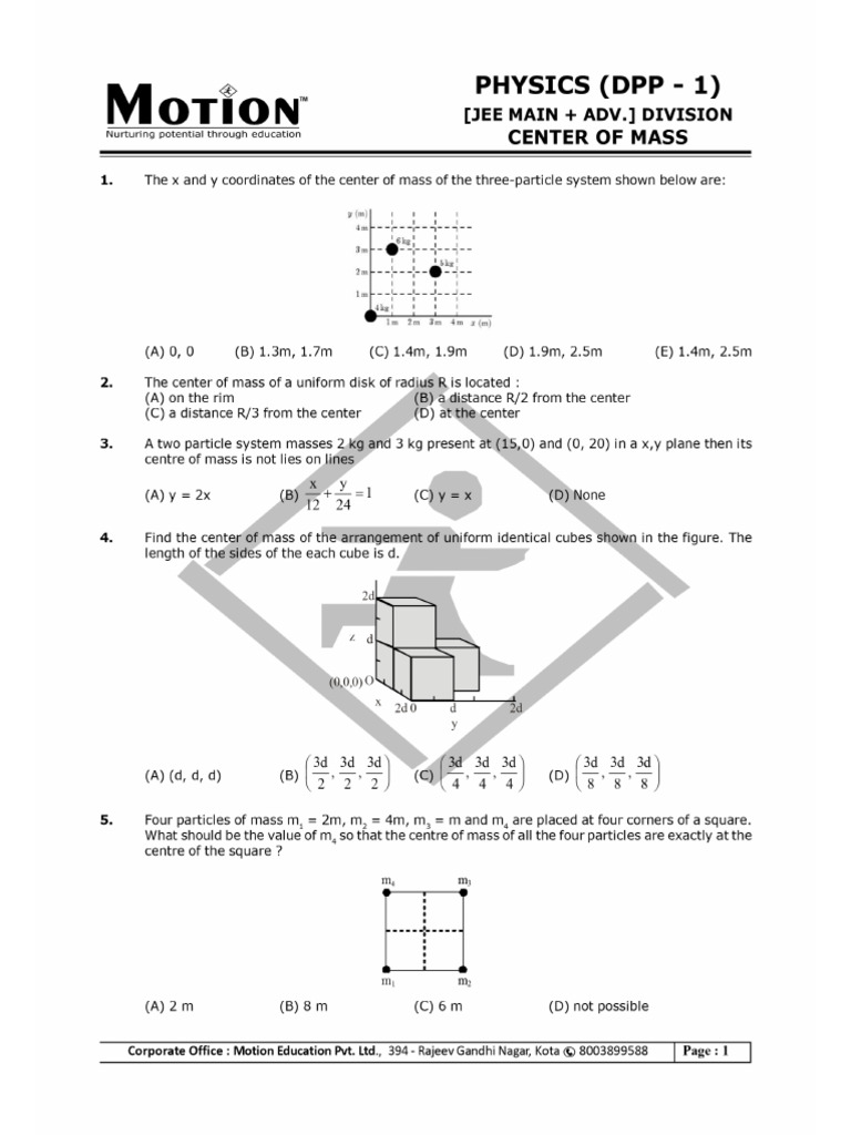 Centre of Mass DPP | PDF