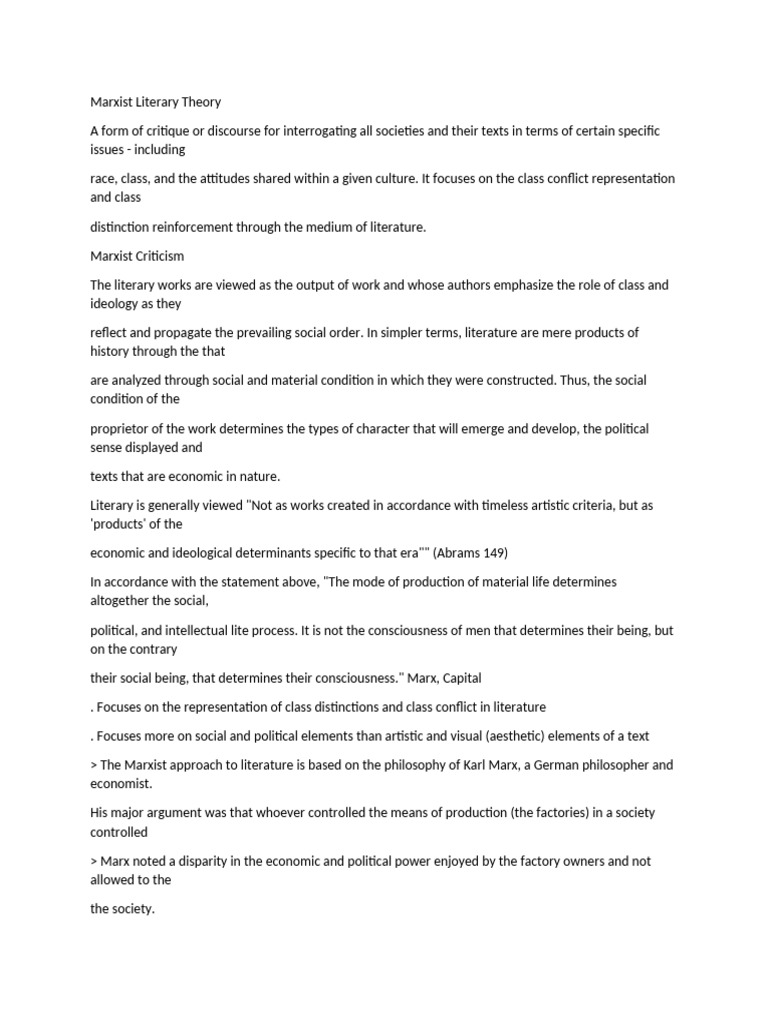 Marxist Literary Theory 345 | PDF | Marxism | Anti Capitalism