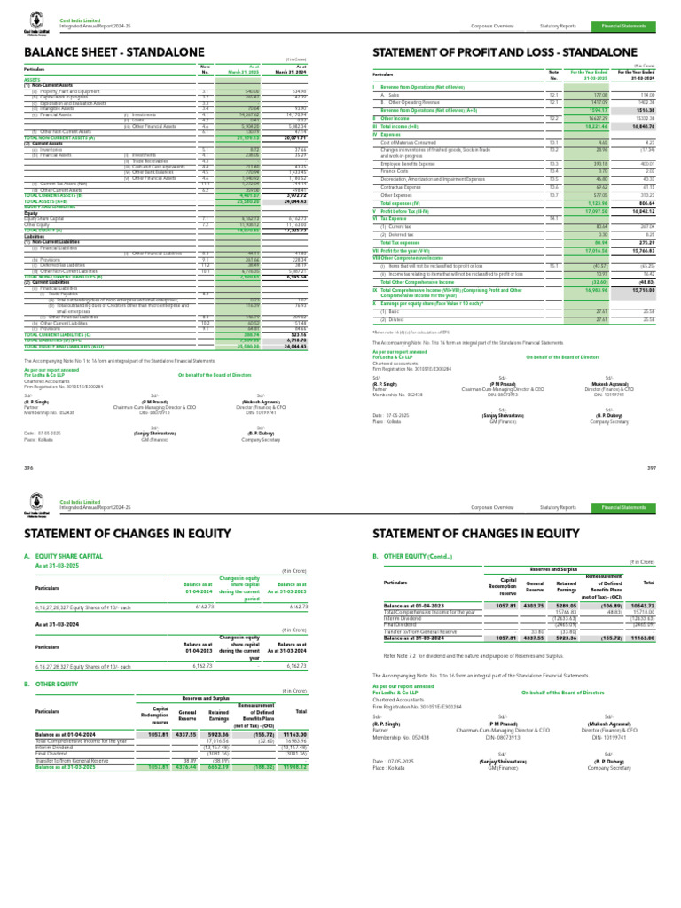 Standalone Financial Statements 2024-25 | PDF | Expense | Income Statement