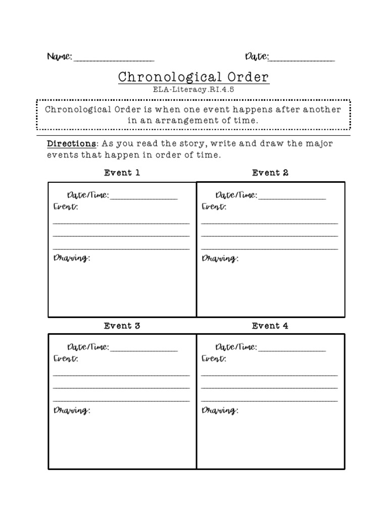 Chronological Order Activity Sheet | PDF