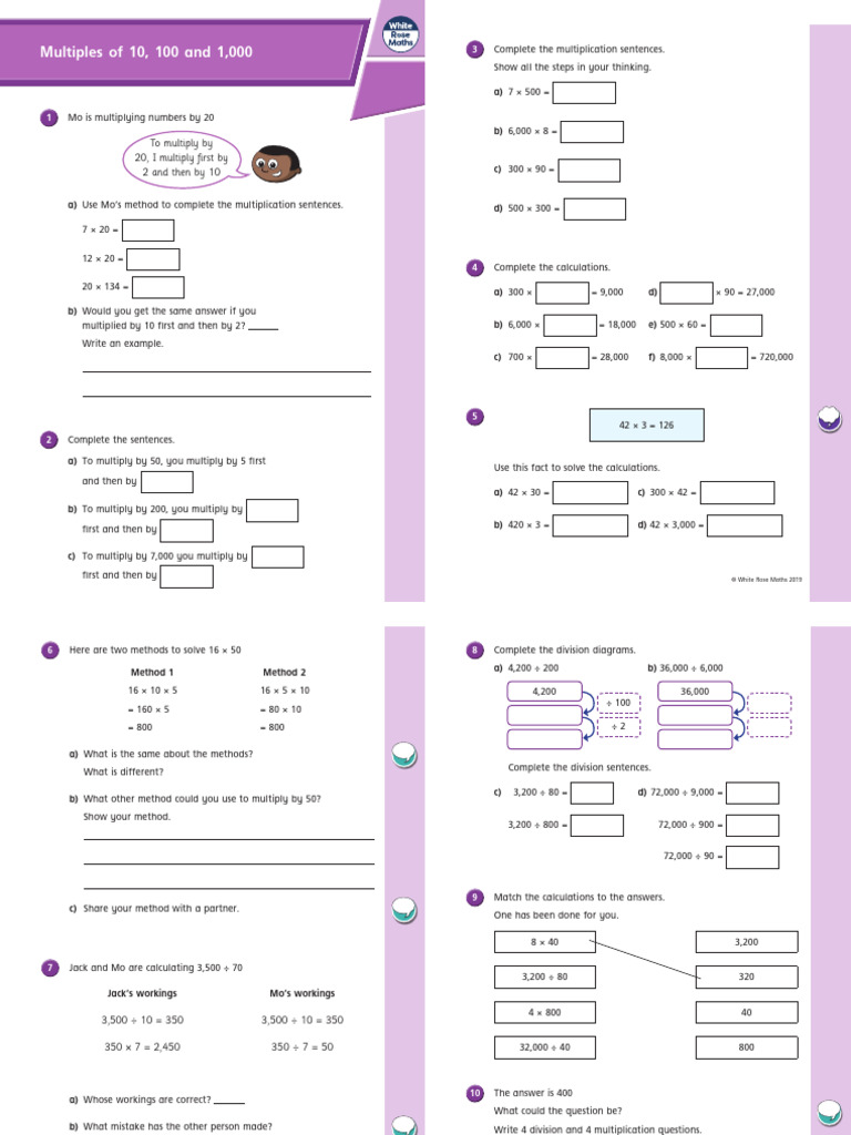 Thursday Week 4 Multiples of 10 100 1000 | PDF | Multiplication ...