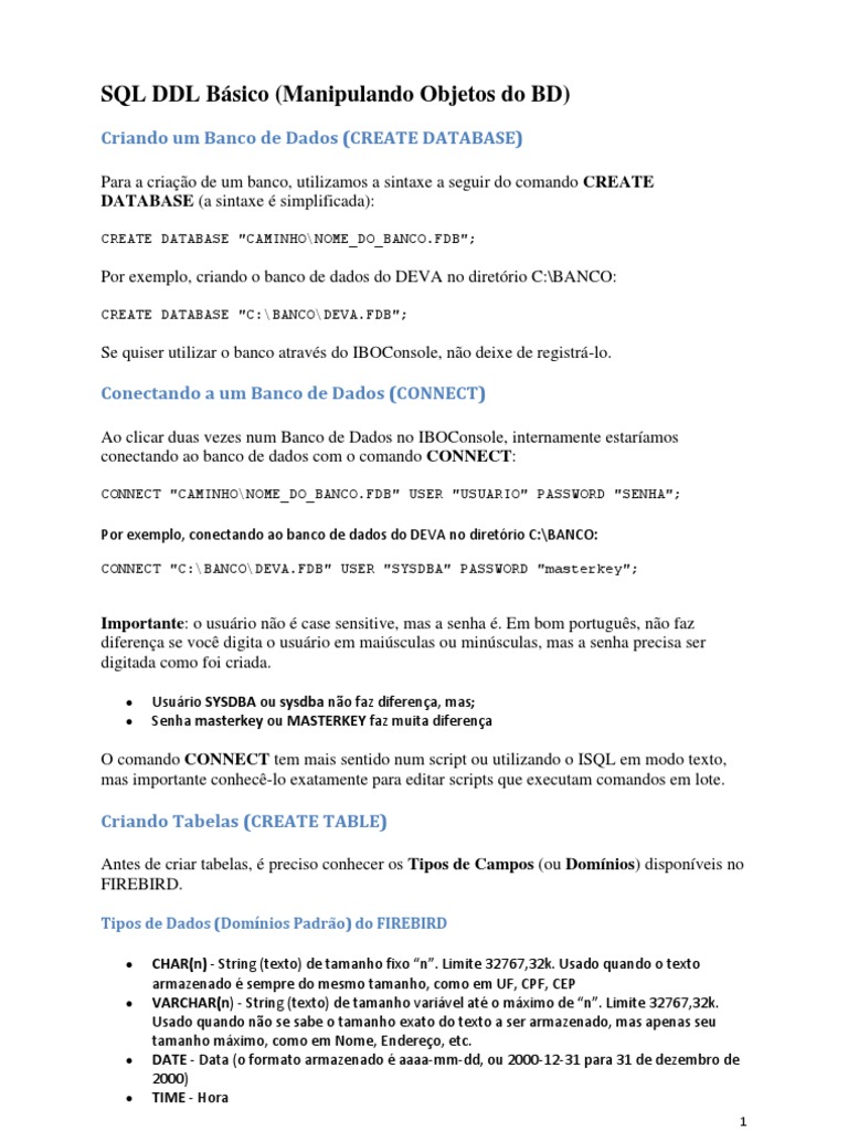 Curso SQL Básico em Firebird | PDF | SQL | Tabela (banco de dados)