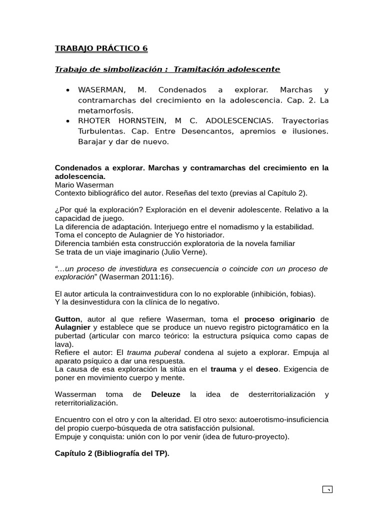 TP 6 Waserman - Rother Hornstein | PDF | Sicología | Ciencias del ...