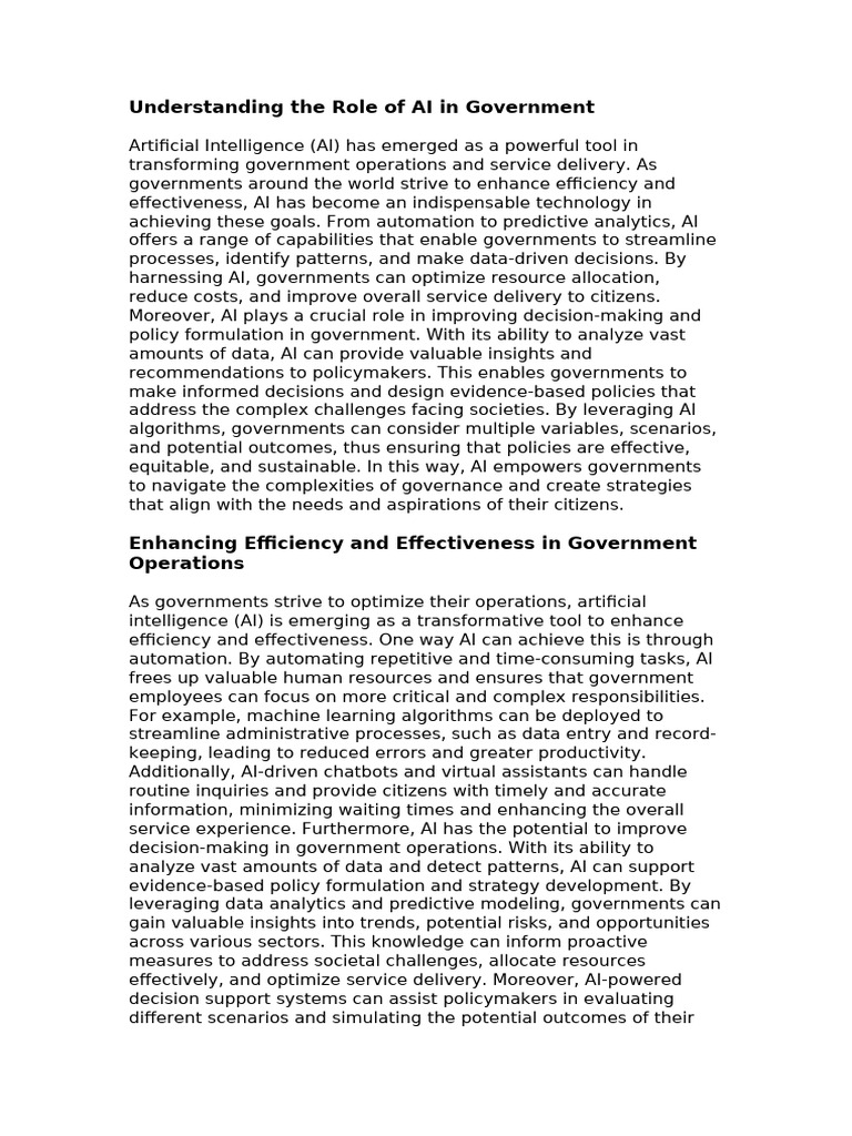 AI in Government Applications, Value, and Impact | PDF | Artificial ...