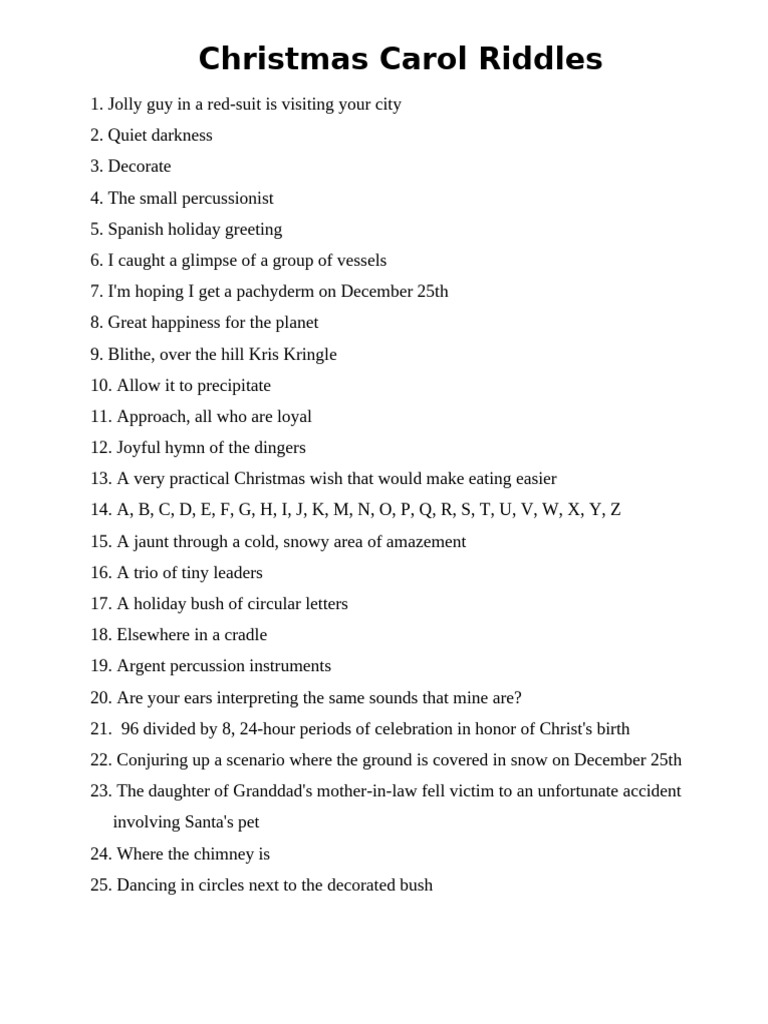 Christmas Carol Riddles | PDF