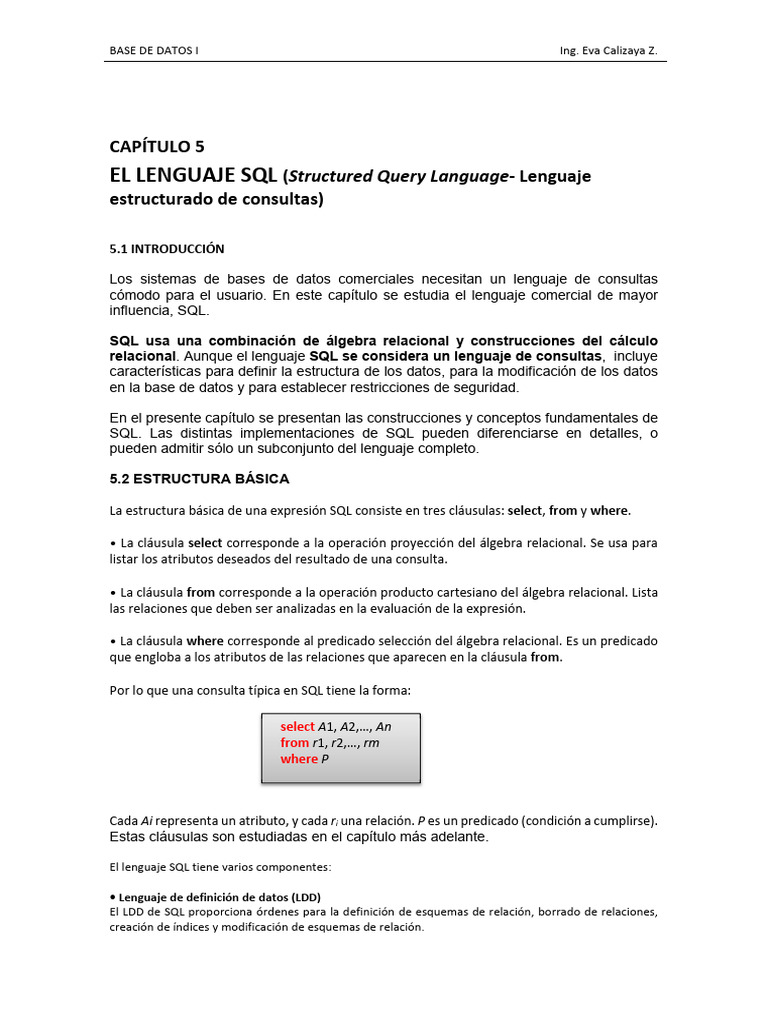 Texto Guia Base de Datos I Tema5 | PDF | SQL | Mi sql