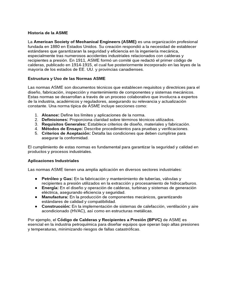 Historia y Normas de la ASME | PDF | Ingeniería mecánica | Ingeniería