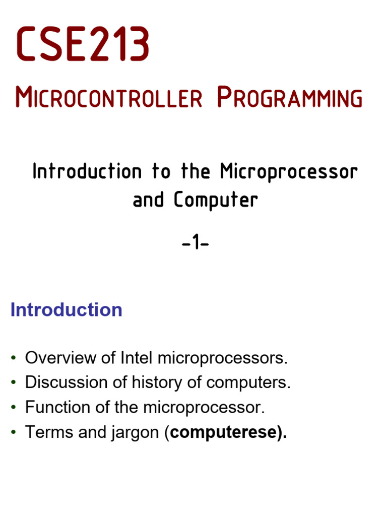 01 - Introduction To The Microprocessor and Computer-Part1 | PDF | Microprocessor | Central ...
